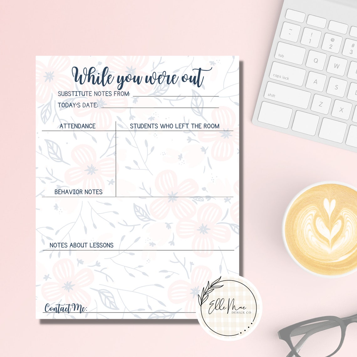 School Substitute Teacher Notes Teacher Feedback Printable Elementary ...