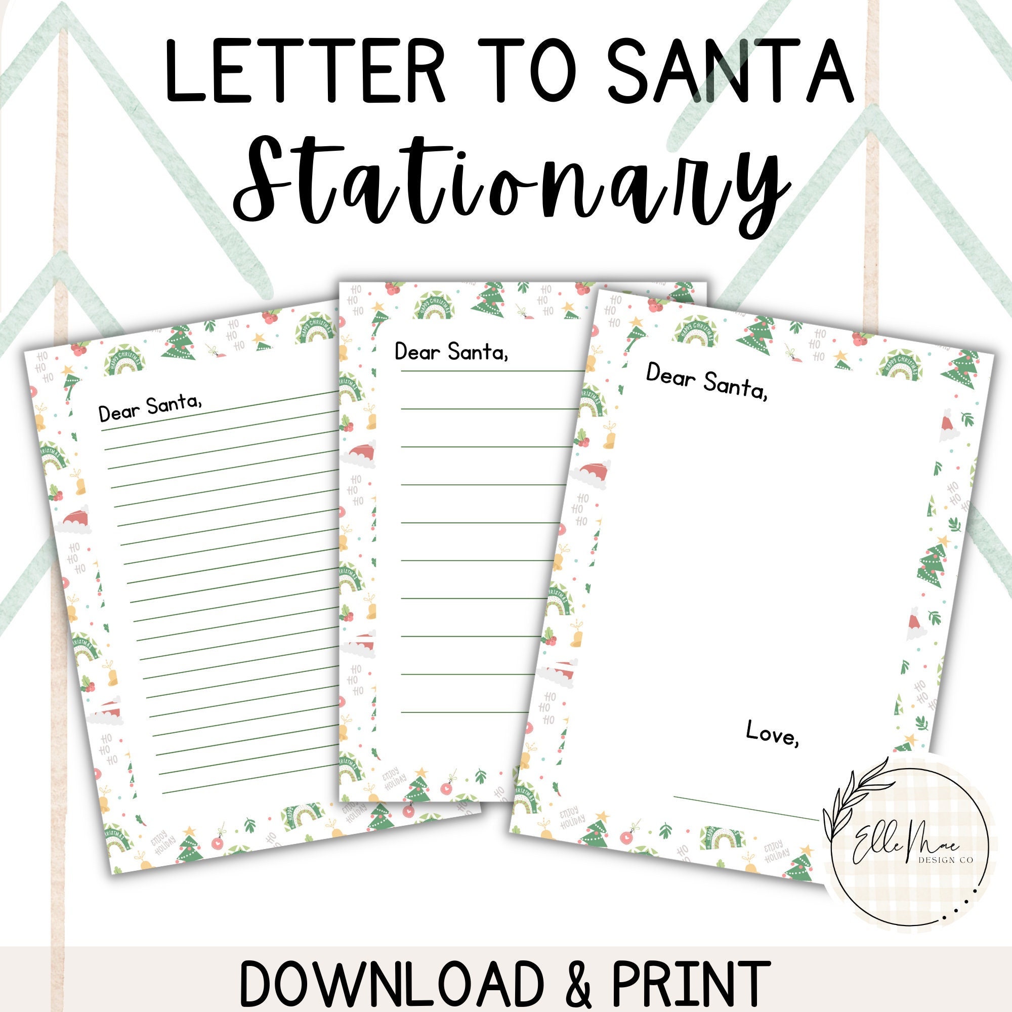 Letter to Santa Kids Christmas Printable Holiday Paper Wishlist Gift ...