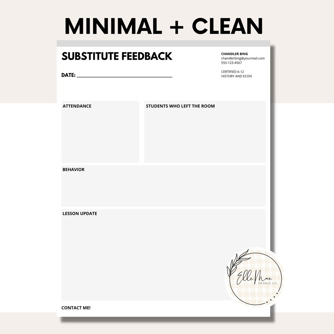 Substitute Teacher Note • Simple Modern Feedback • While You Were Out ...