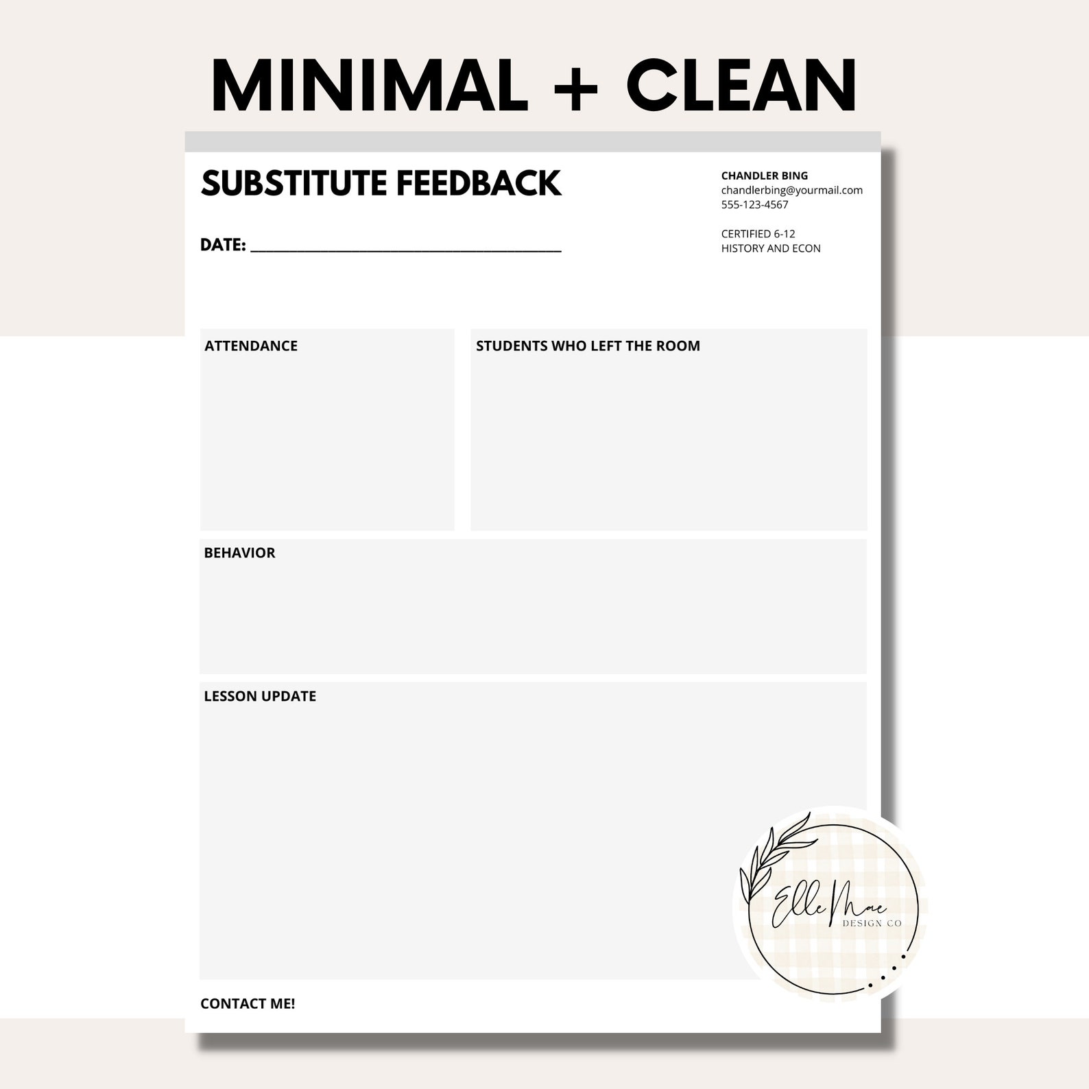 Substitute Teacher Note • Simple Modern Feedback • While You Were Out ...