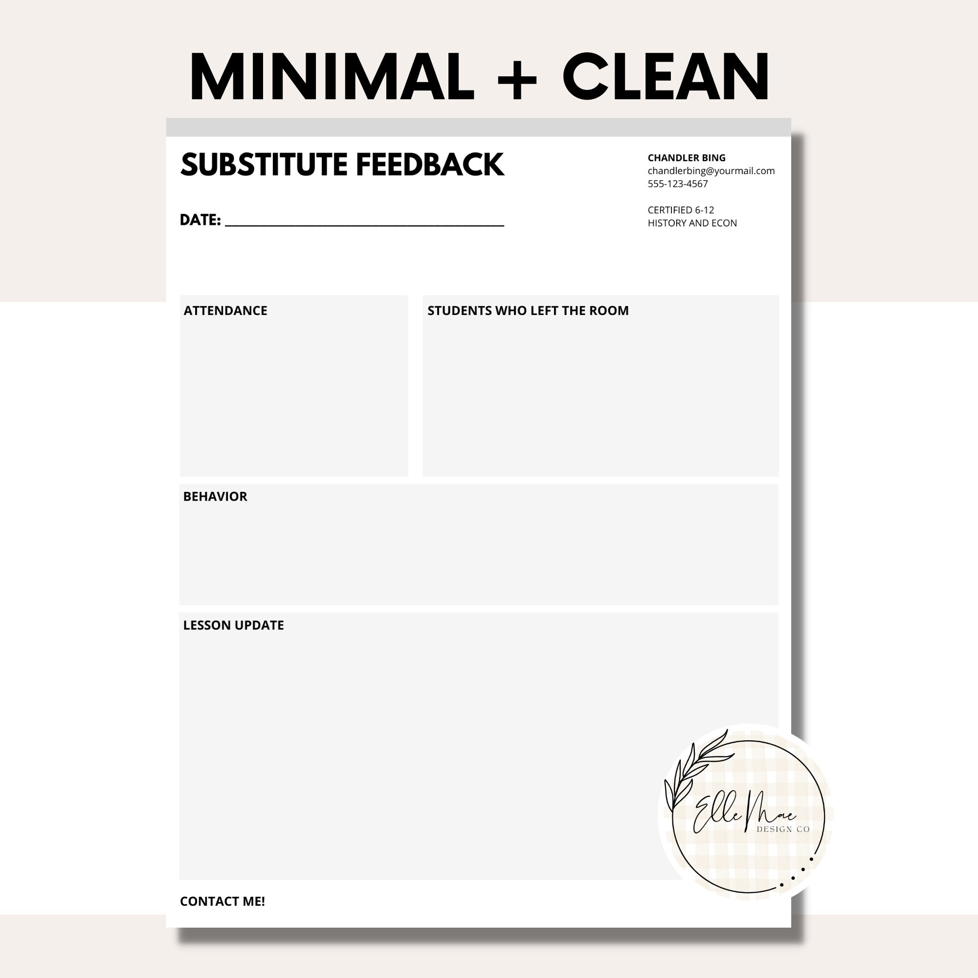 Substitute Teacher Note • Simple Modern Feedback • While You Were Out ...