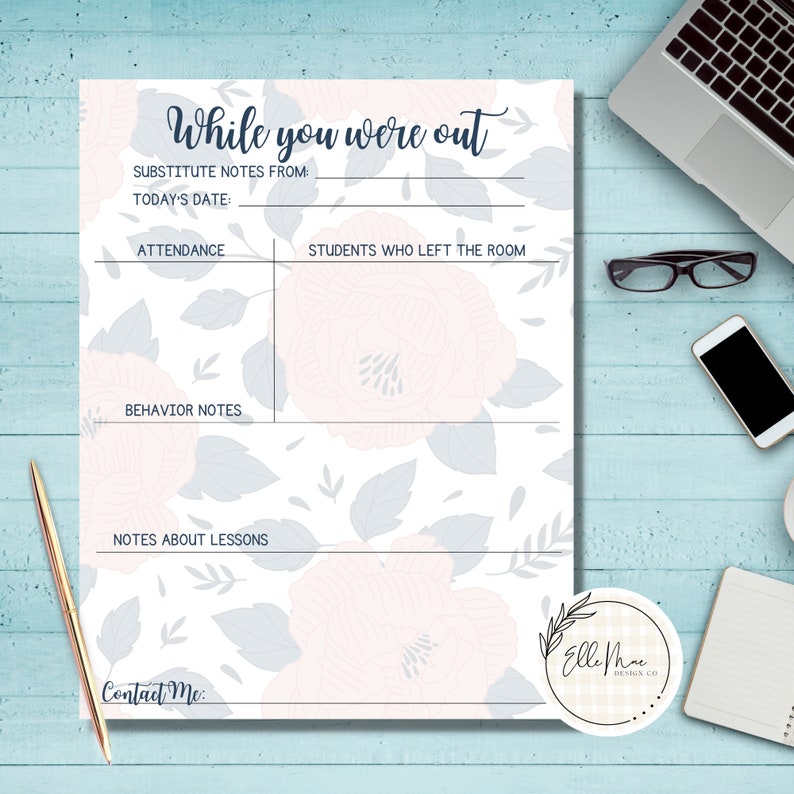 School Substitute Teacher Notes • Teacher Feedback Printable ...