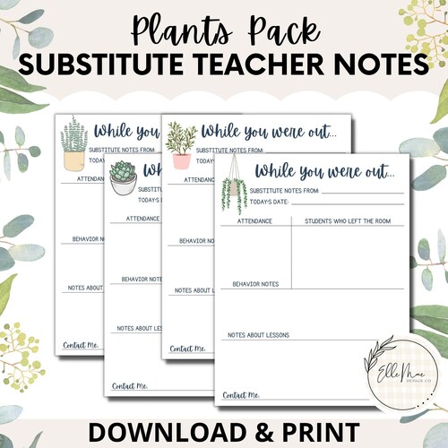 CLASSIC Substitute Teacher Note Template While You Were Away - Etsy