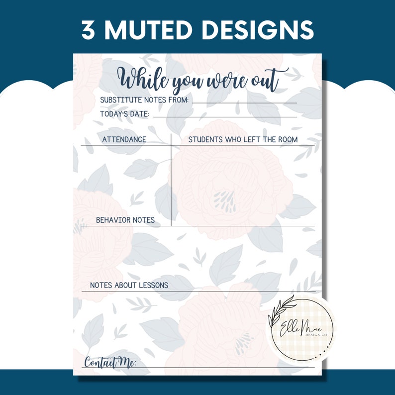 School Substitute Teacher Notes • Teacher Feedback Printable ...