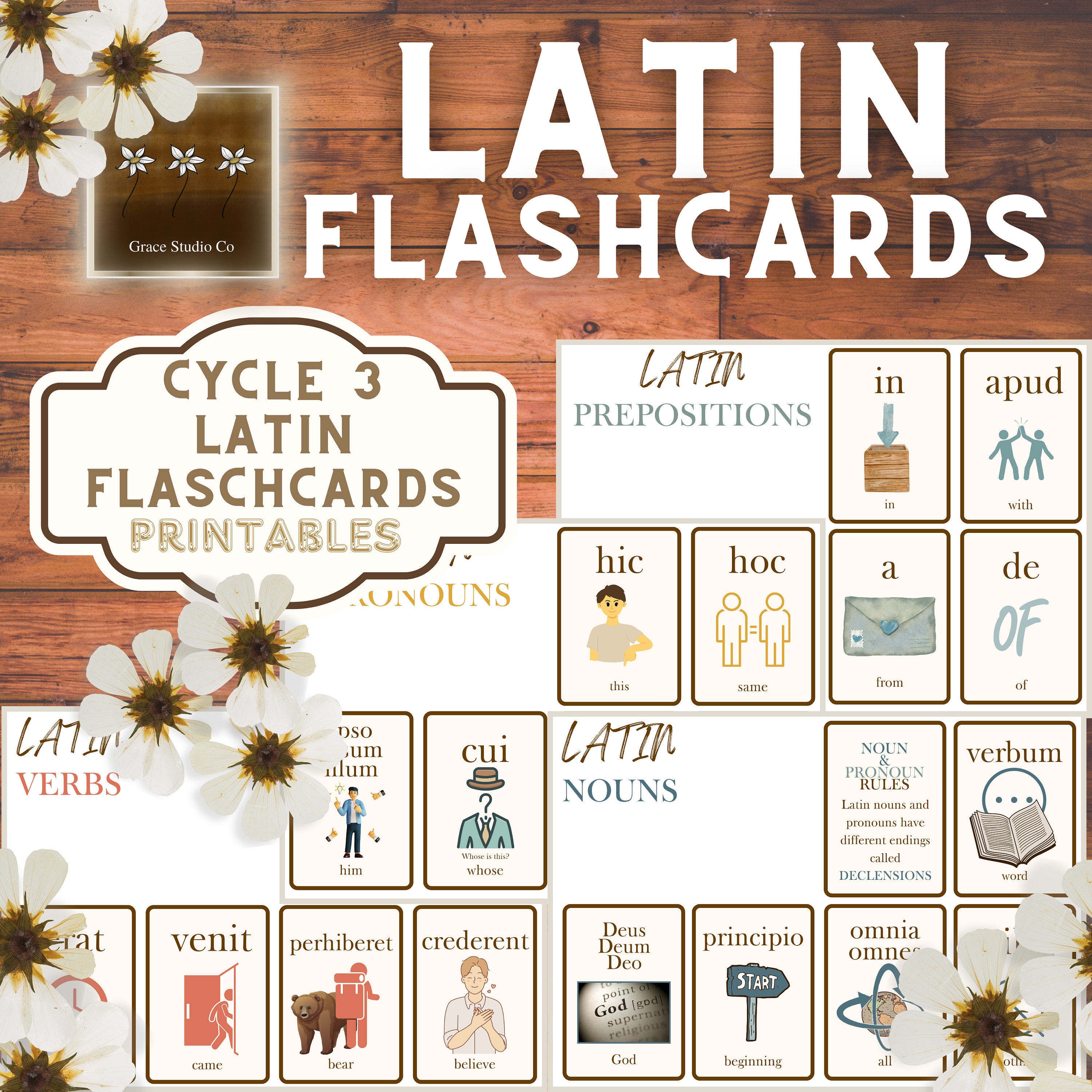 Latin Vocabulary FLASHCARDS (printable) (CC Cycle 3 Compatible) - Etsy