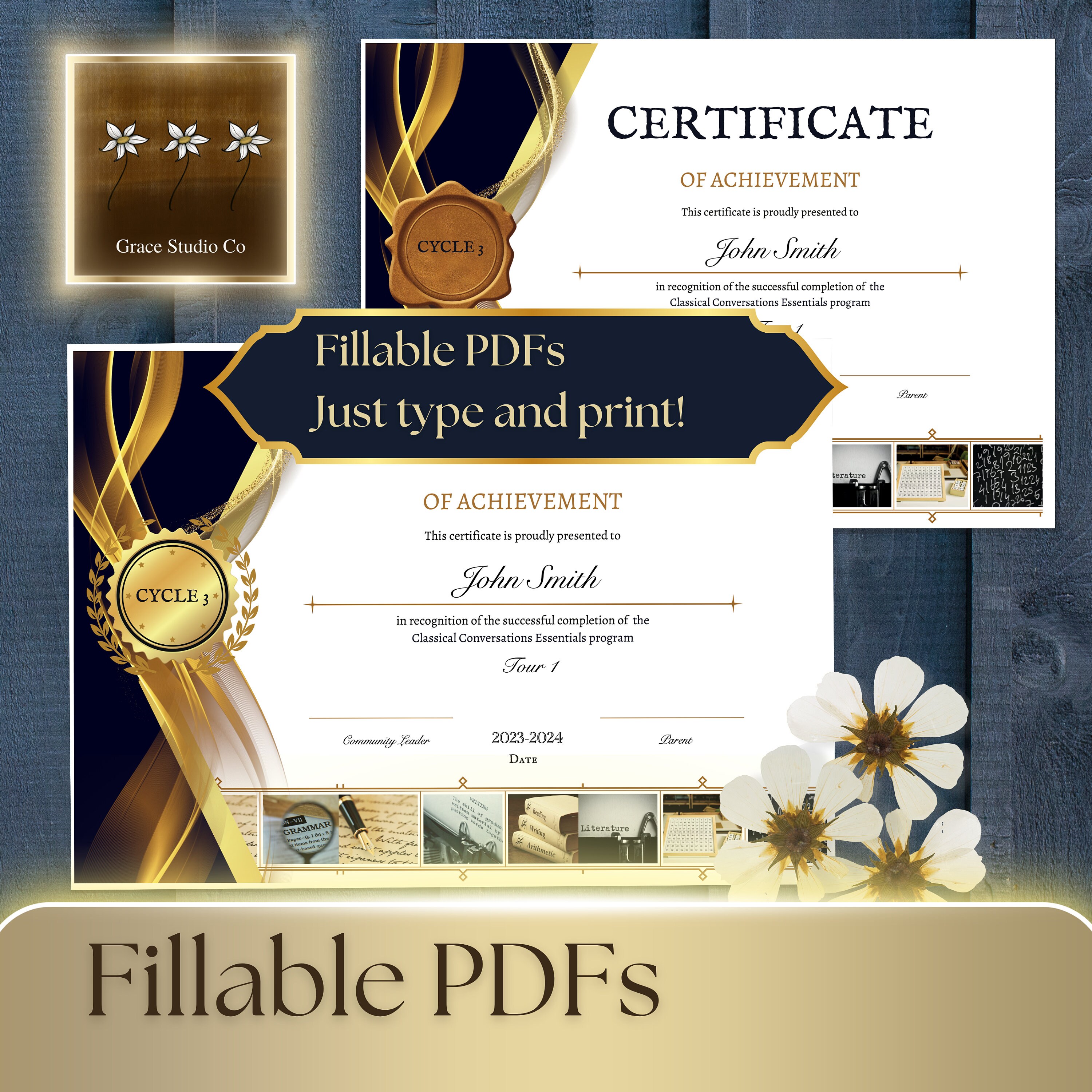 Essentials Certificates Cycle 3 BUNDLE 2 Options Light/dark FILLABLE ...