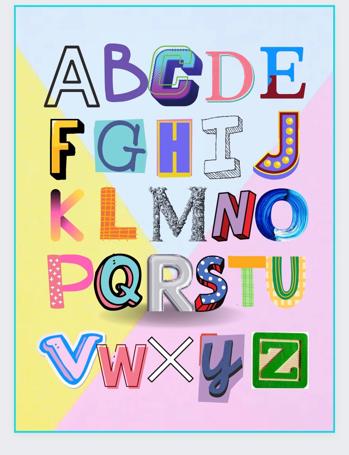 Colorful Alphabet Poster for Nursery Playroom Bedroom or | Etsy