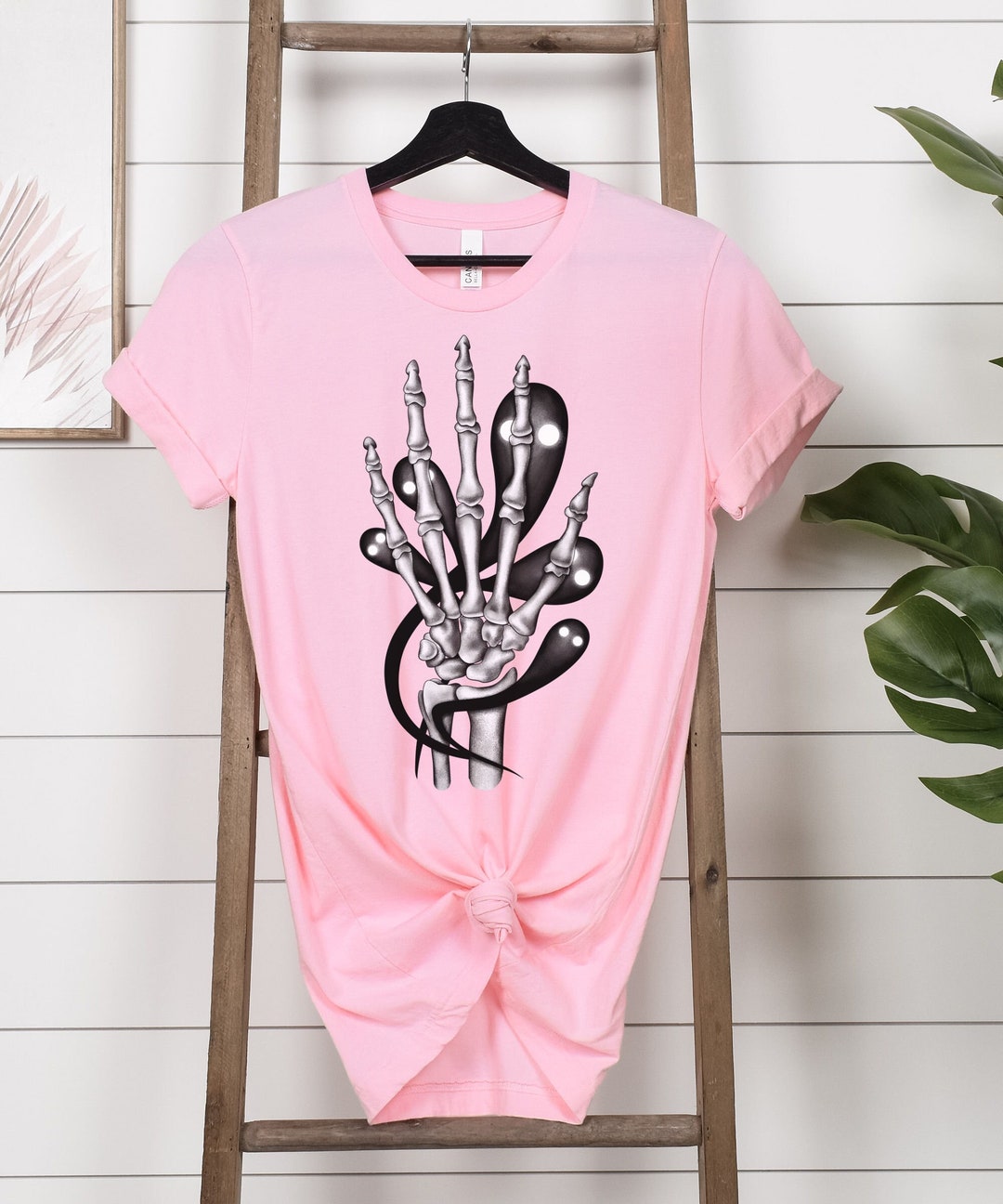 Whimsigoth Skeleton Hand Shirt for Halloween Pastel Goth Shirt Spooky ...