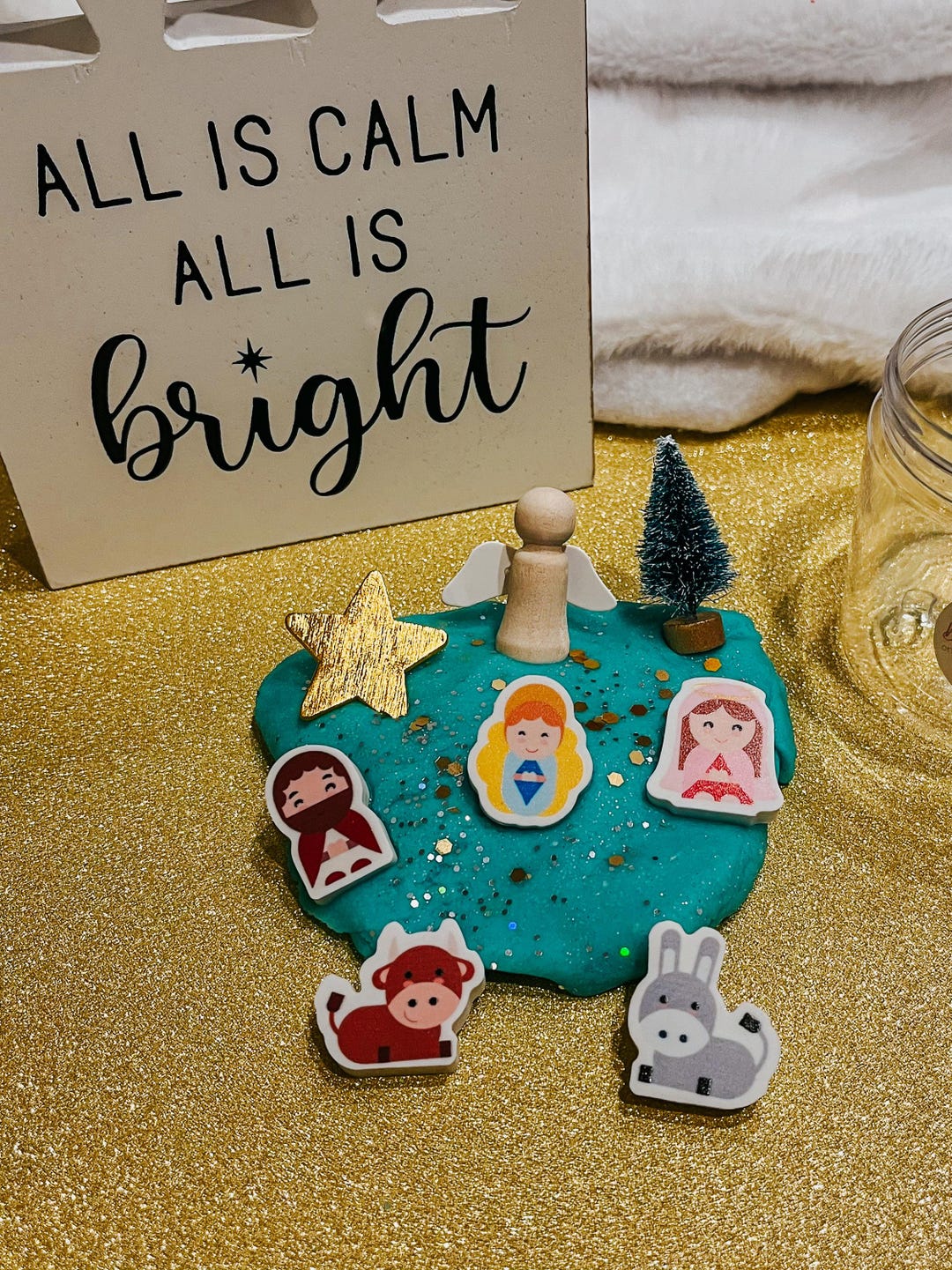 Nativity Play Dough Jar, Nativity Sensory Jar, Christmas Play Dough Jar ...