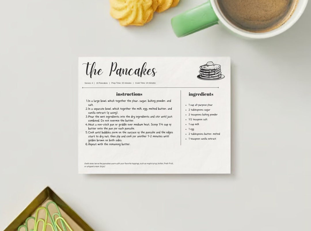 Editable Recipe Card Template, Minimalist Recipe Card, Diy Recipe Card ...