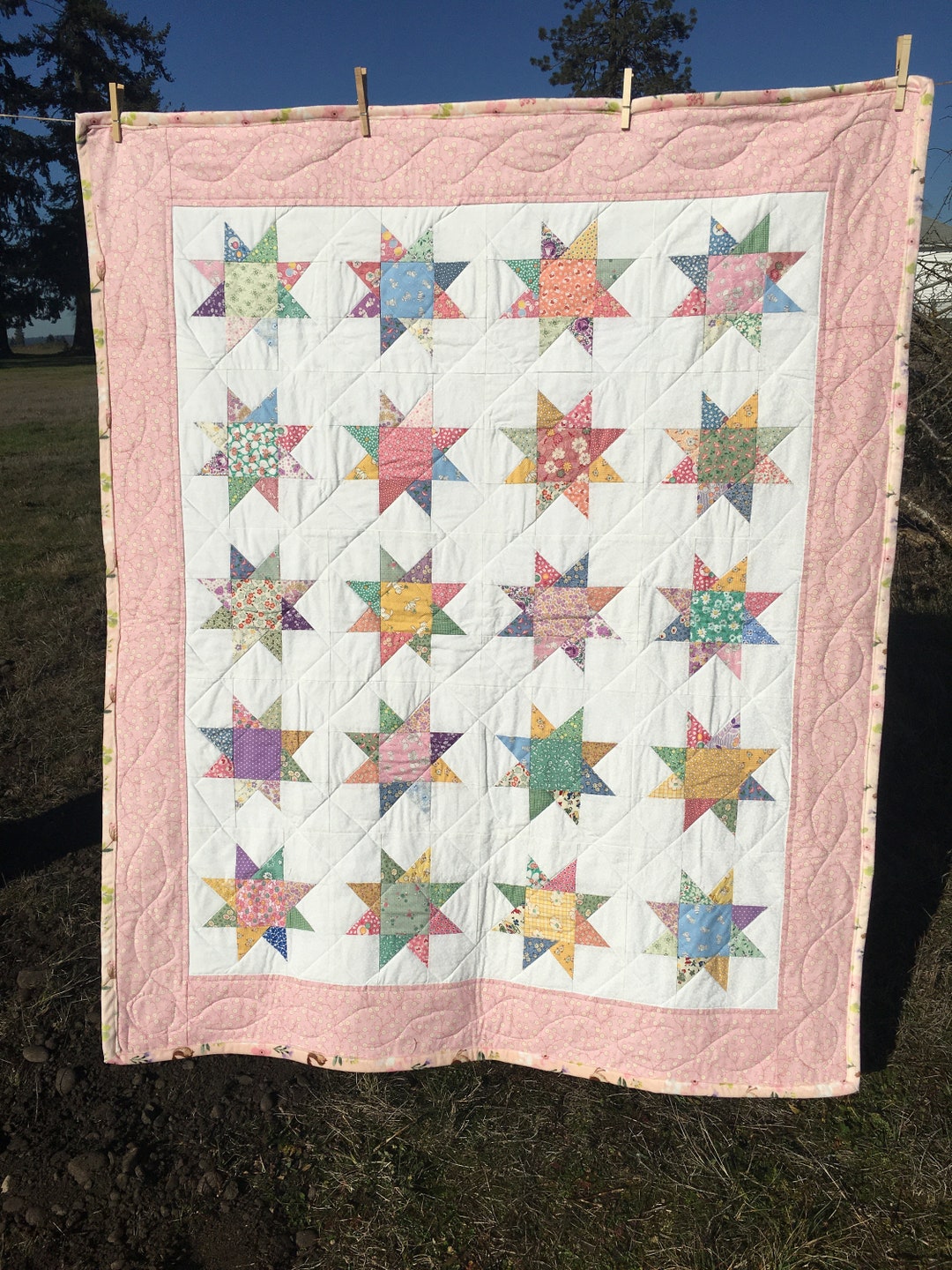 Retro Spring Star Quilt - Etsy