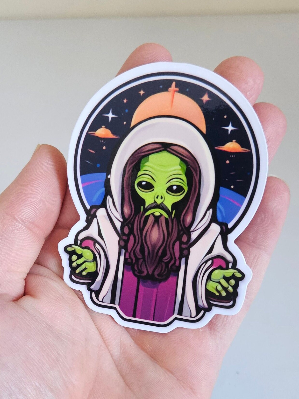 Alien Jesus Sticker. Vinyl Decal - Etsy