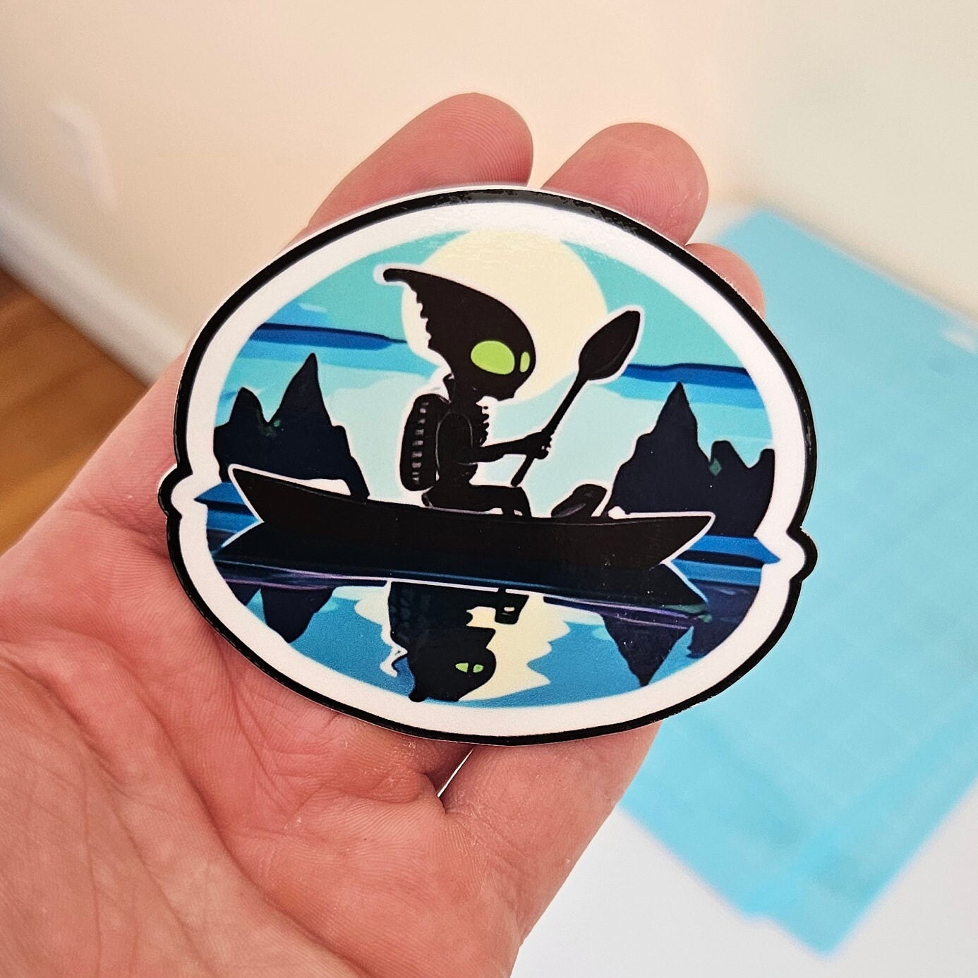 Kayaking Alien Sticker. Vinyl Decal - Etsy