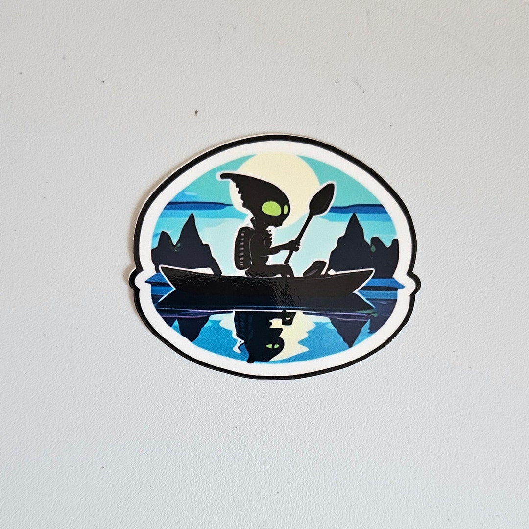 Kayaking Alien Sticker. Vinyl Decal - Etsy