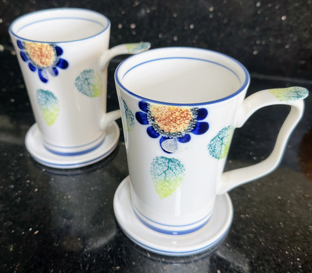 Chum Bon Vintage Coffee/tea Mug Set With Coasters/lids - Etsy