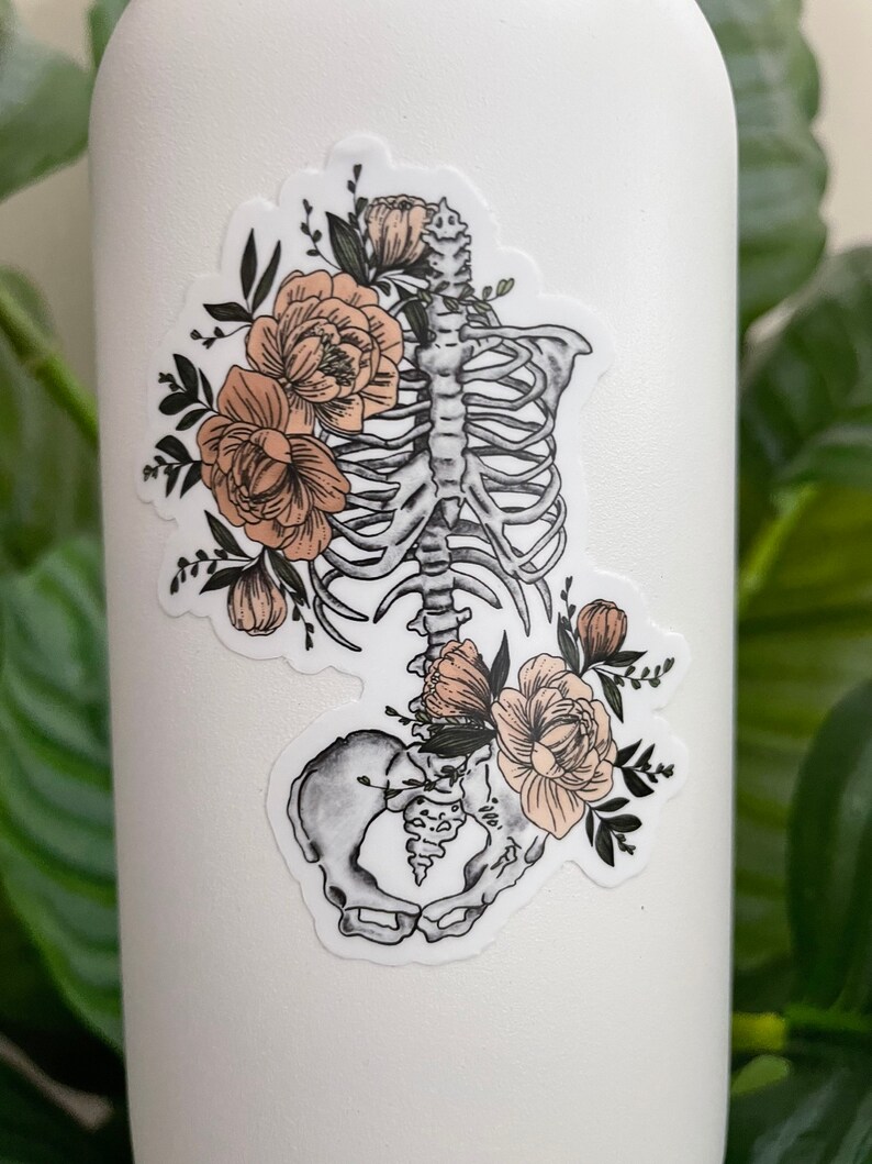 Floral Skeleton // Vinyl Sticker - Etsy