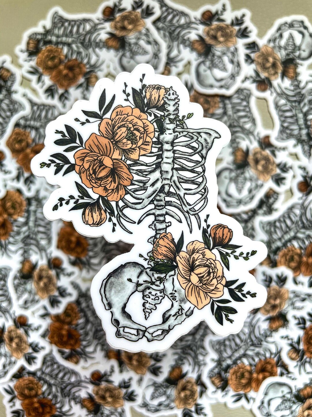 Floral Skeleton // Vinyl Sticker - Etsy