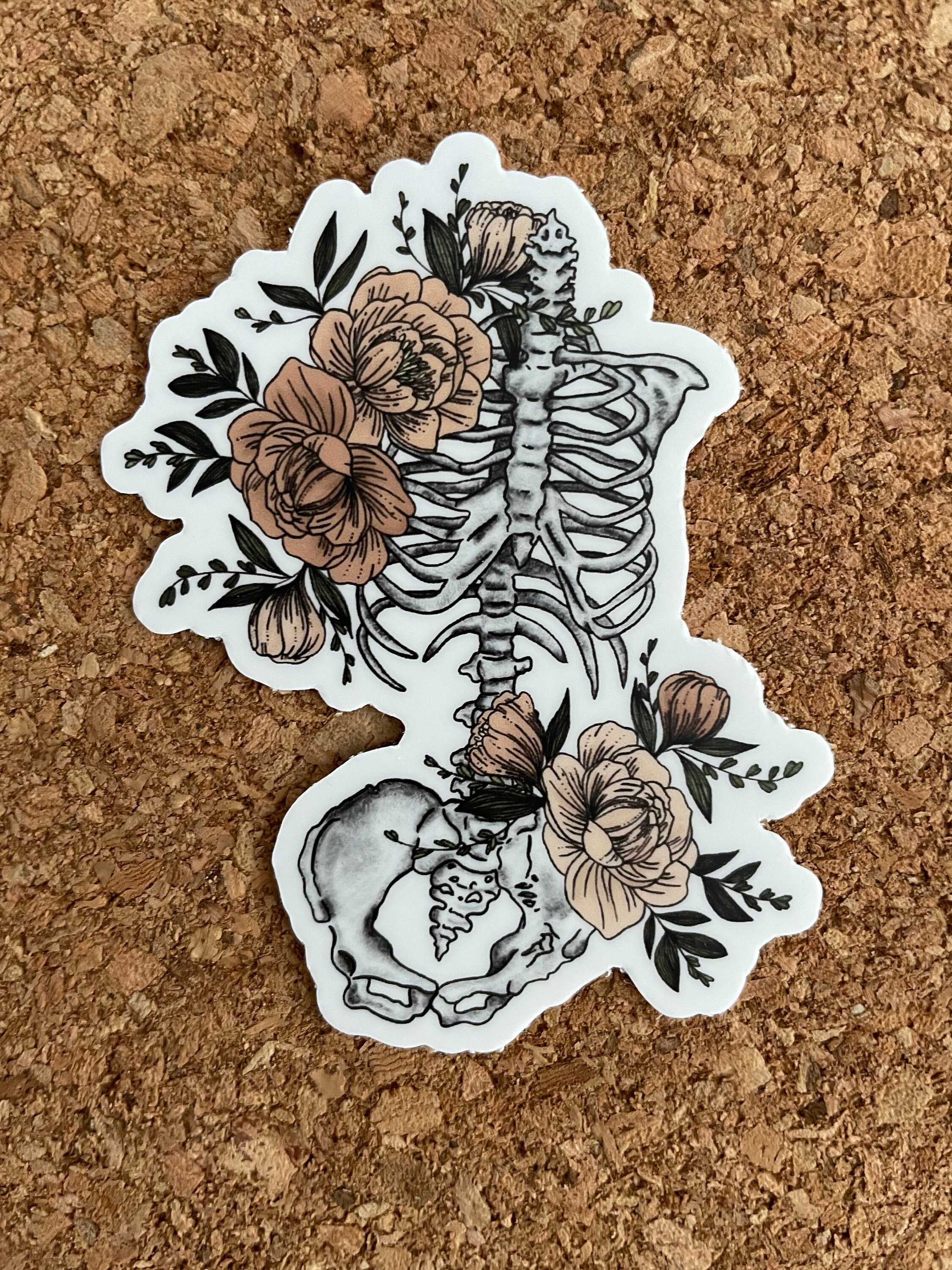 Floral Skeleton // Vinyl Sticker - Etsy