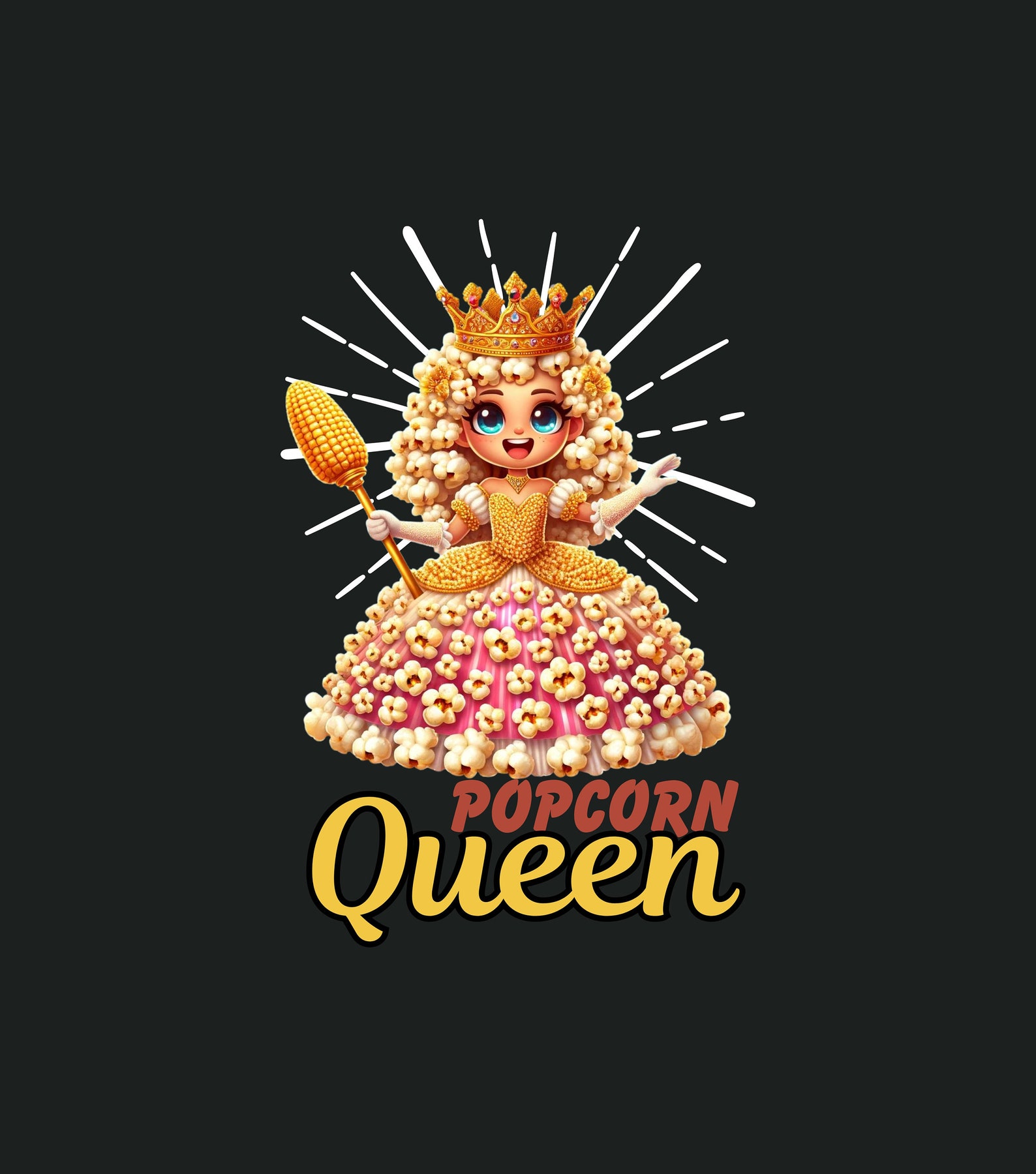 Funny Popcorn Queen Png | Popcorn Queen Svg | Popped Corn Queen Digital ...