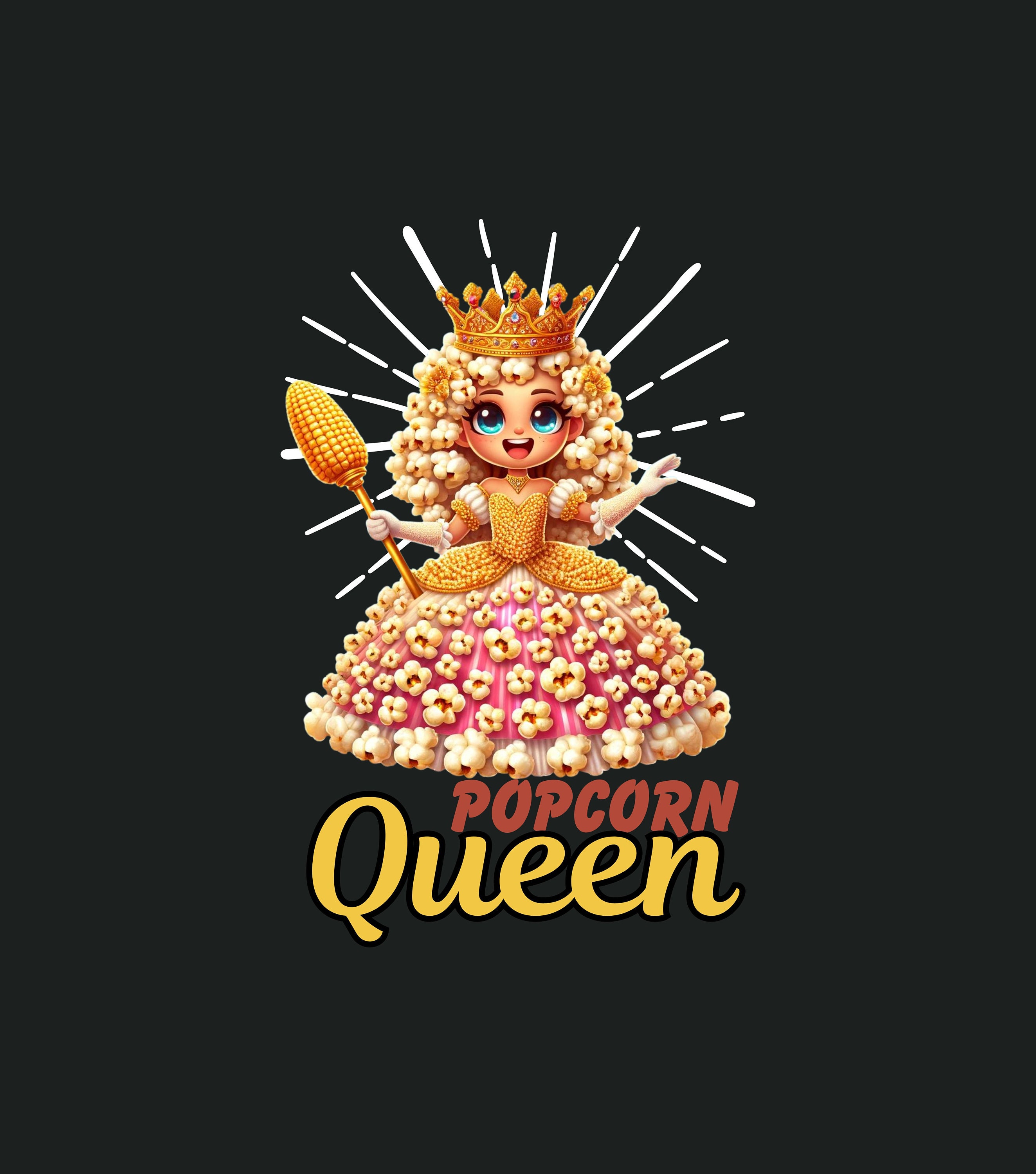 Funny Popcorn Queen Png | Popcorn Queen Svg | Popped Corn Queen Digital ...