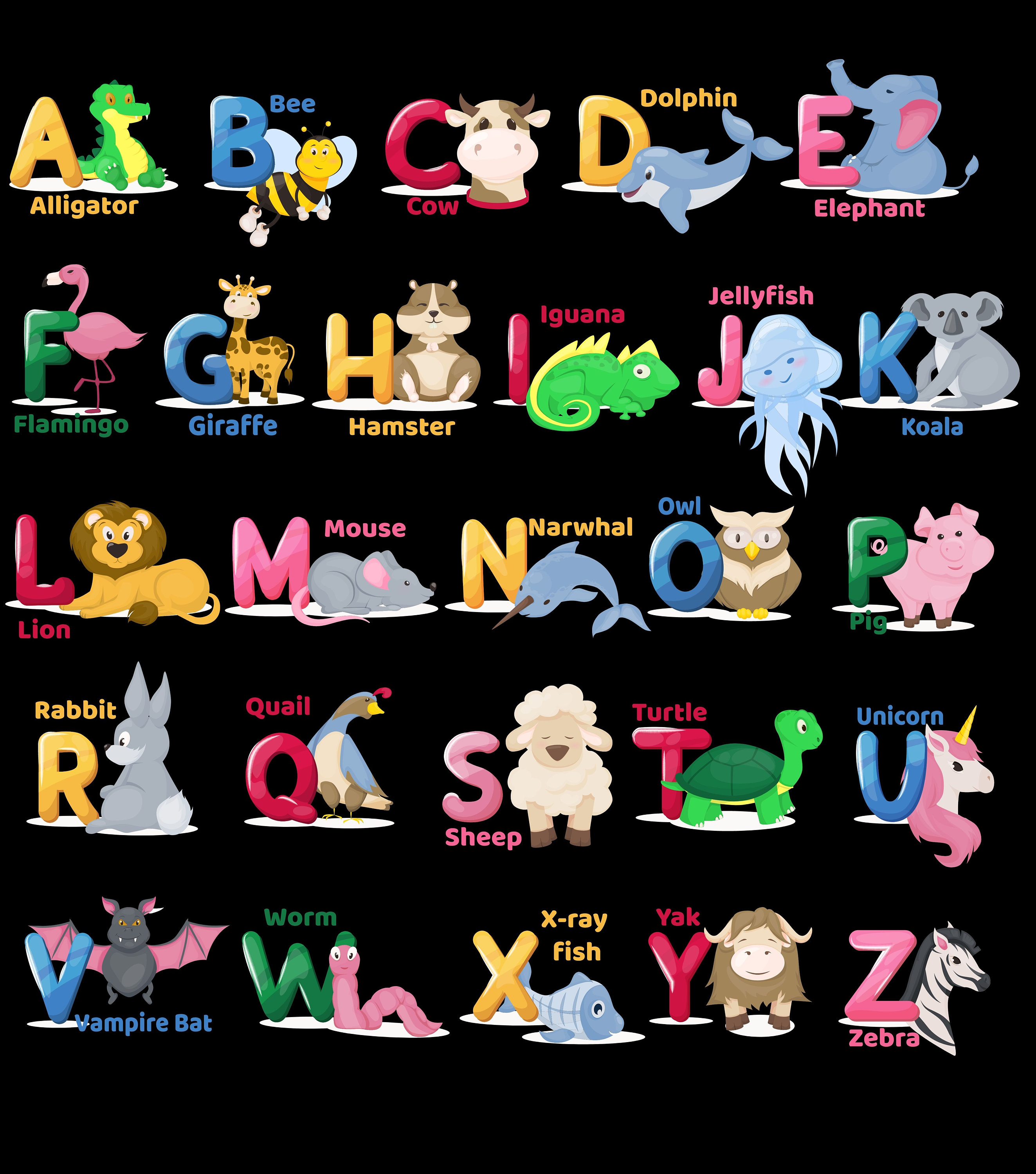 Alphabet PNG, ABC JPG Animals Alphabet Pdf, Kingergarten Teacher Svg ...
