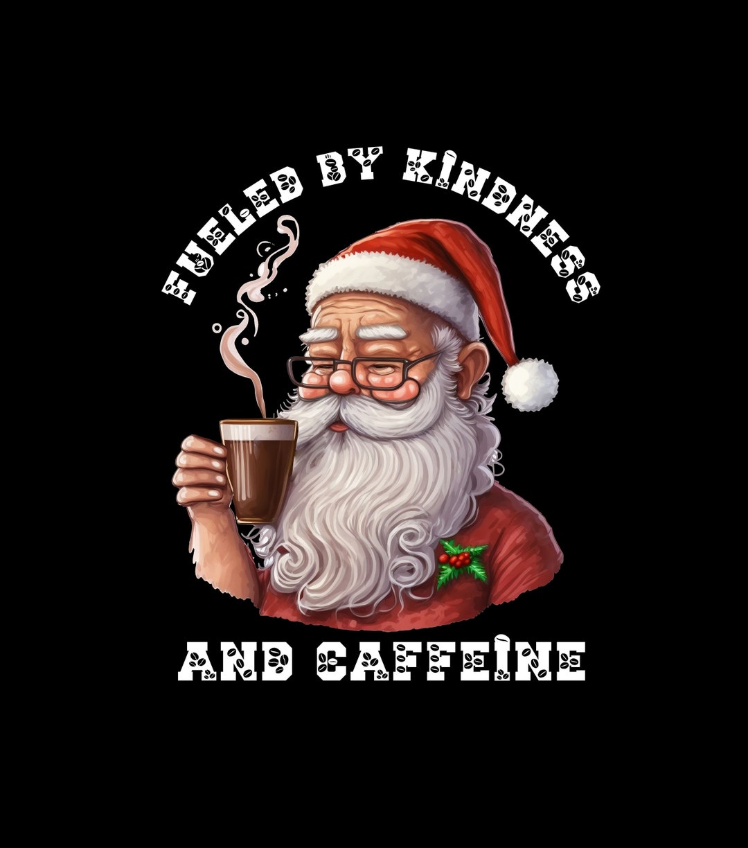 Santa Drinking Coffee Png Santa and Coffee Png Christmas Drink Design ...