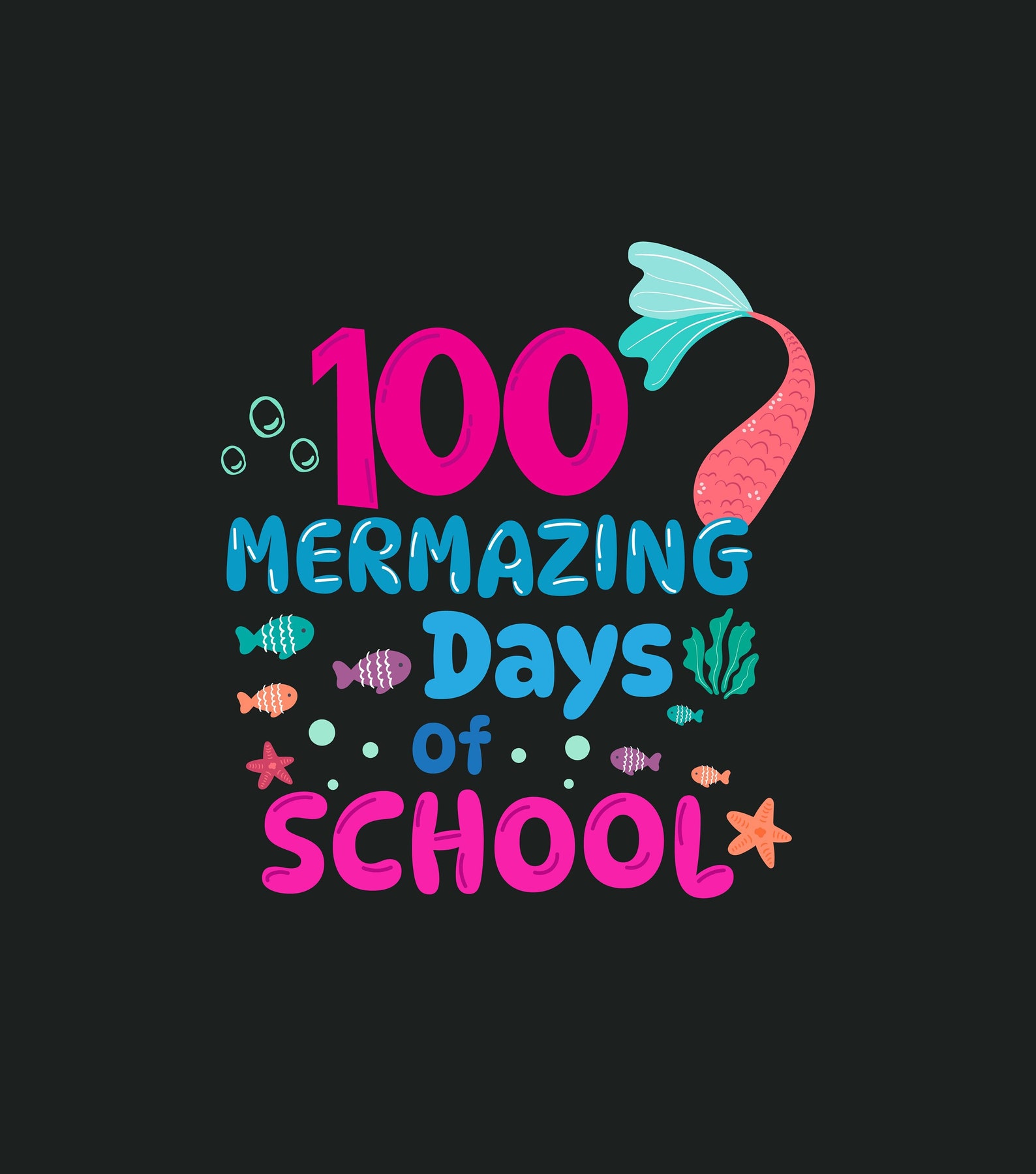 100 Mermazing Days Svg Mermaid Tail Svg 100 Days School Mermaid Girl ...