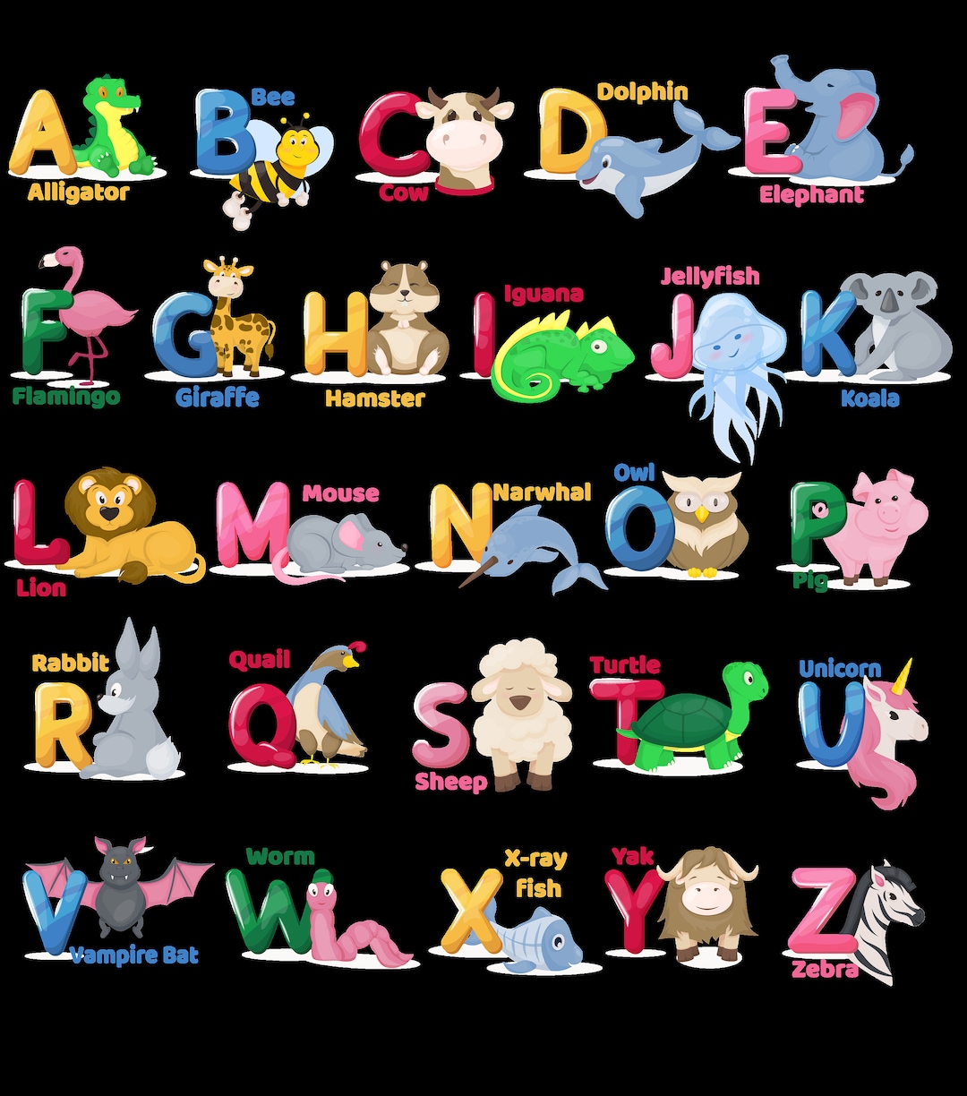 Alphabet PNG, ABC JPG Animals Alphabet Pdf, Kingergarten Teacher Svg ...
