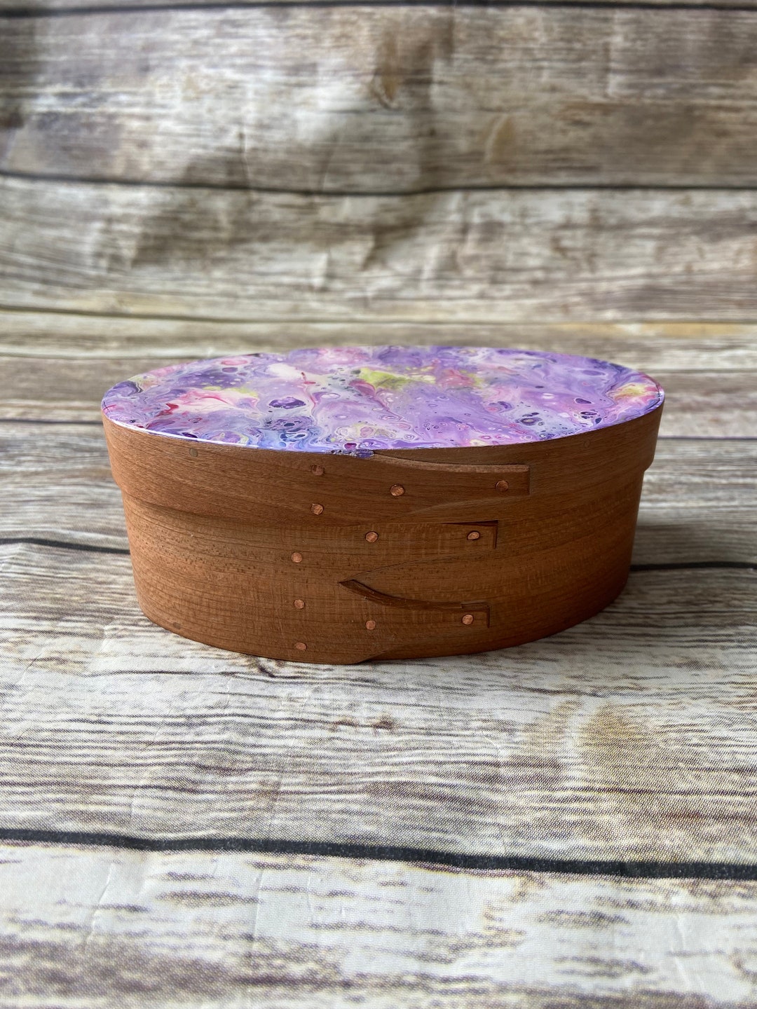 Handcrafted Reproduction Cherry Shaker Box With Custom Painted Top - Etsy