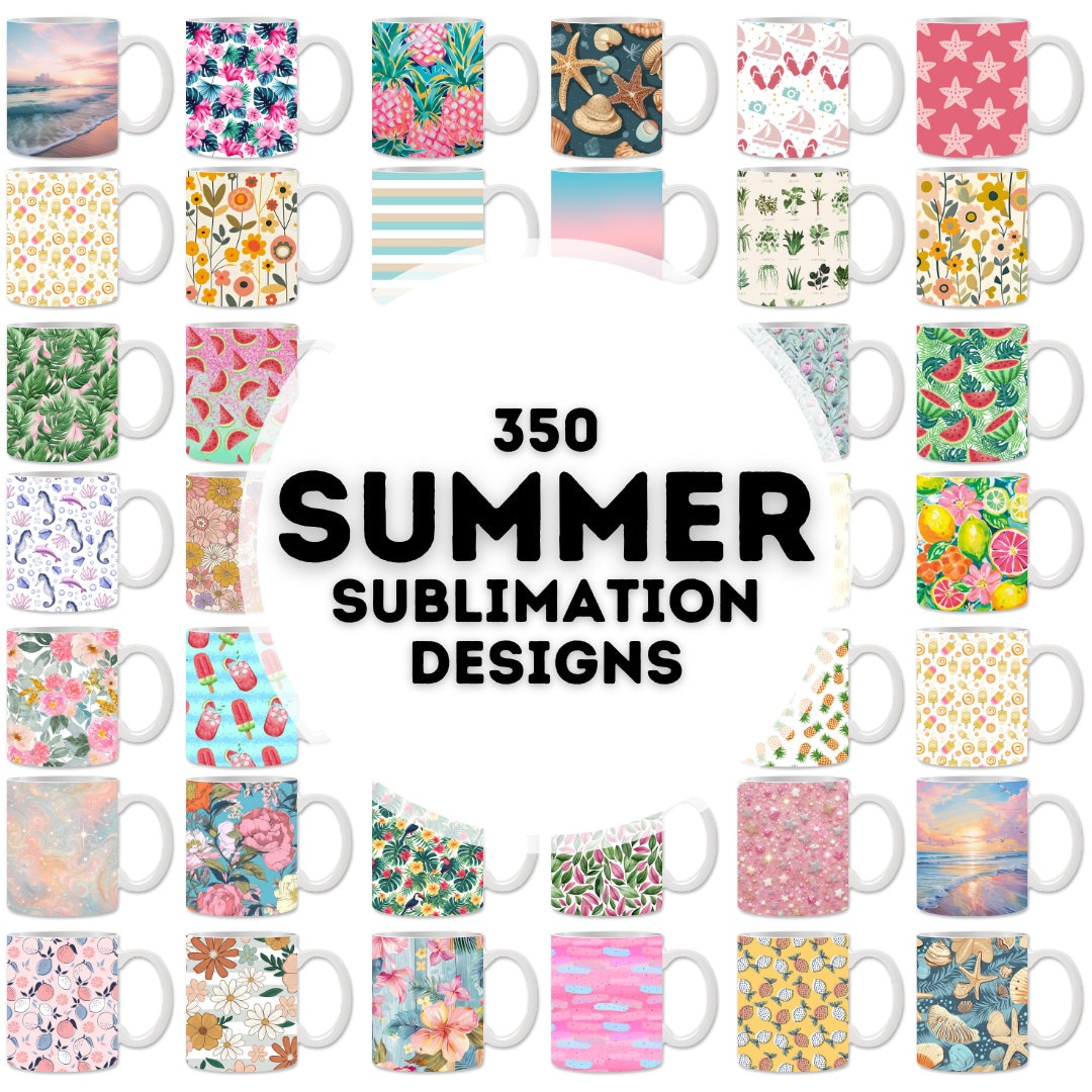 350 Summer Mug Sublimation Designs, Mug Wrap Bundle, Designs for Mug ...