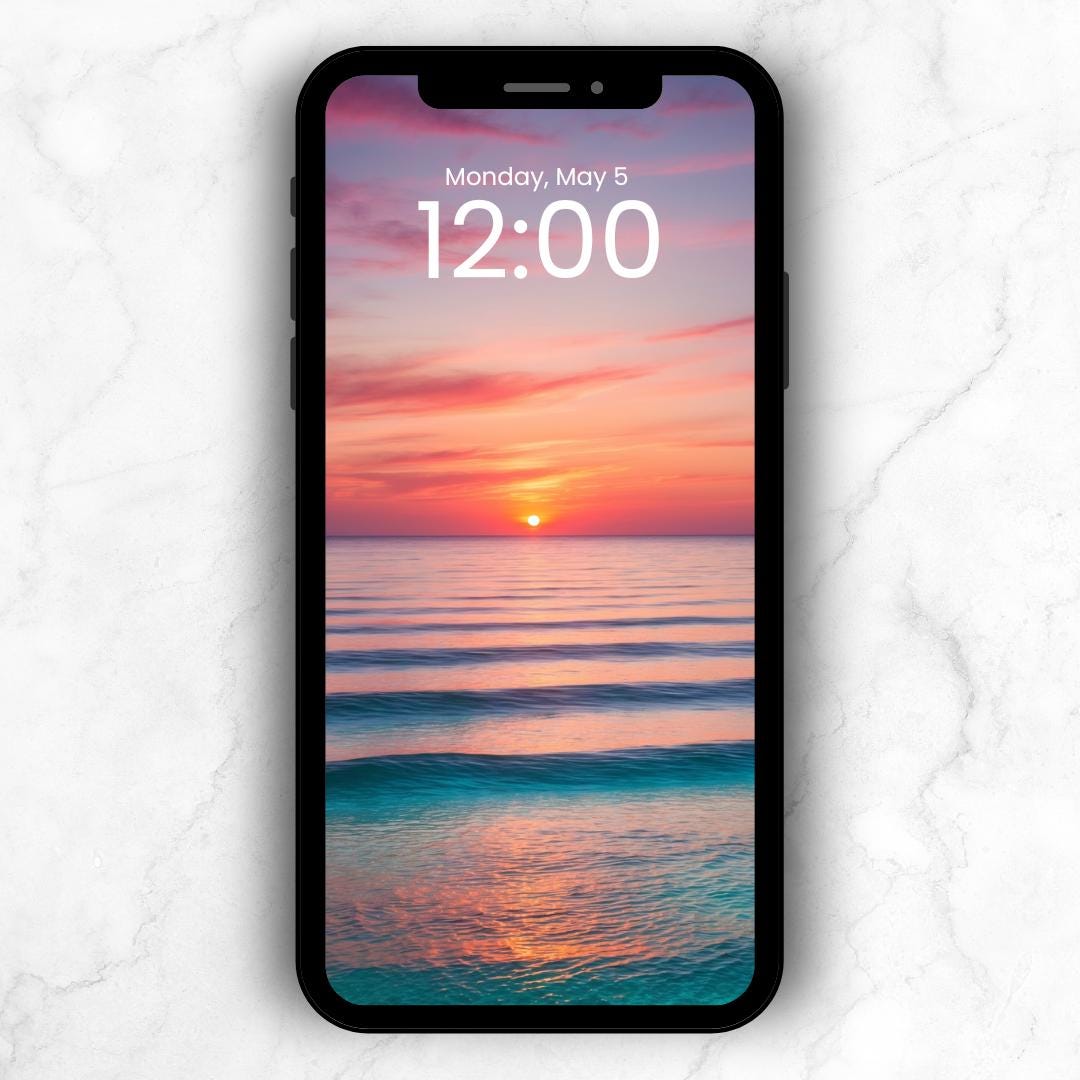 Sunset Beach Phone Wallpaper Design, Phone Lock Screen, Phone Wallpaper ...