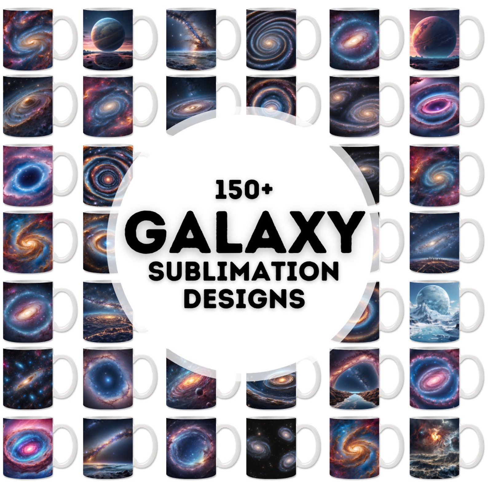 150+ Galaxy Mug Sublimation Designs, Mug Wrap Bundle, Designs for Mug ...