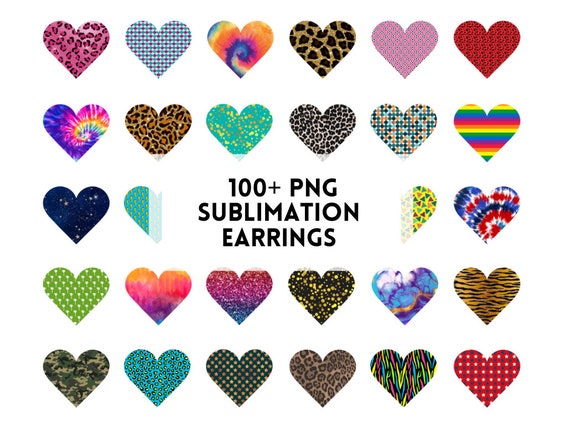100 Heart Earring Design Template Bundle Sublimation Earring - Etsy