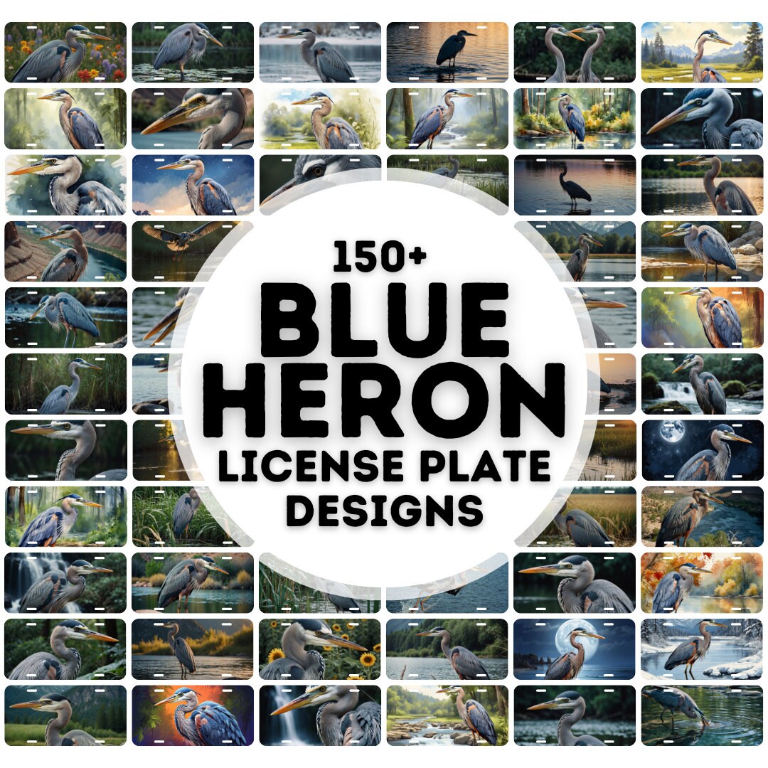 150+ Blue Heron License Plate Sublimation Designs Png, License Plate ...