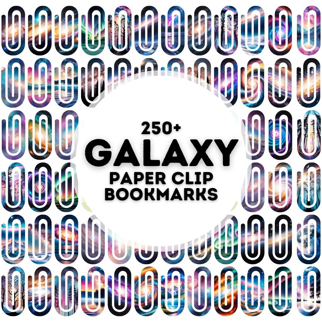 250 Galaxy Paper Clip Book Mark Sublimation Design, Paper Clip Book ...