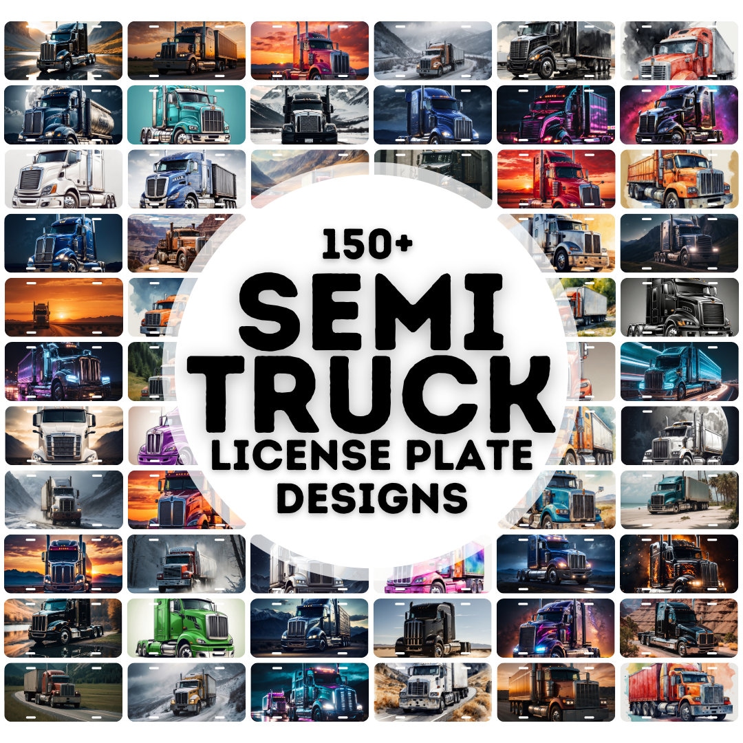 150+ Semi Truck License Plate Sublimation Designs Png, License Plate ...