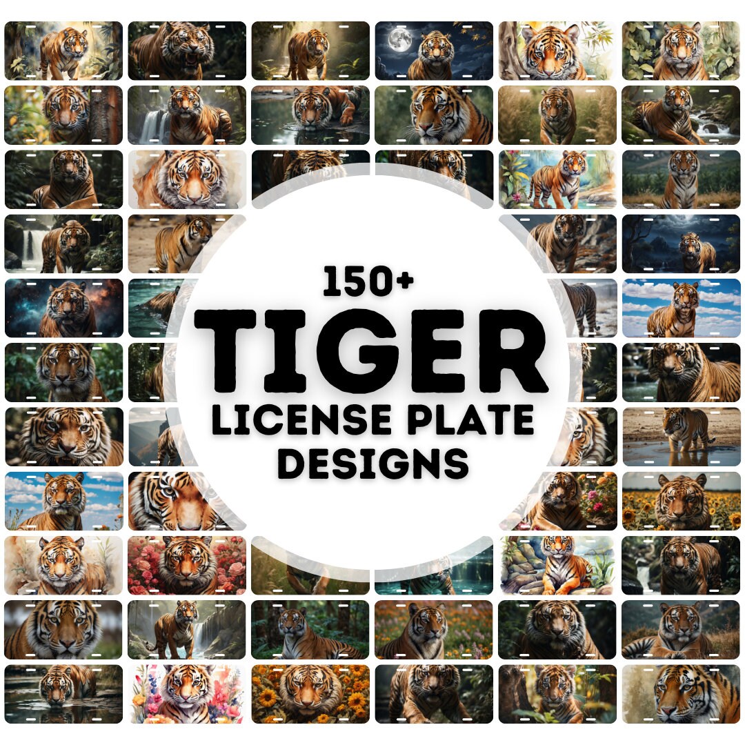 150+ Tiger License Plate Sublimation Designs Png, License Plate ...
