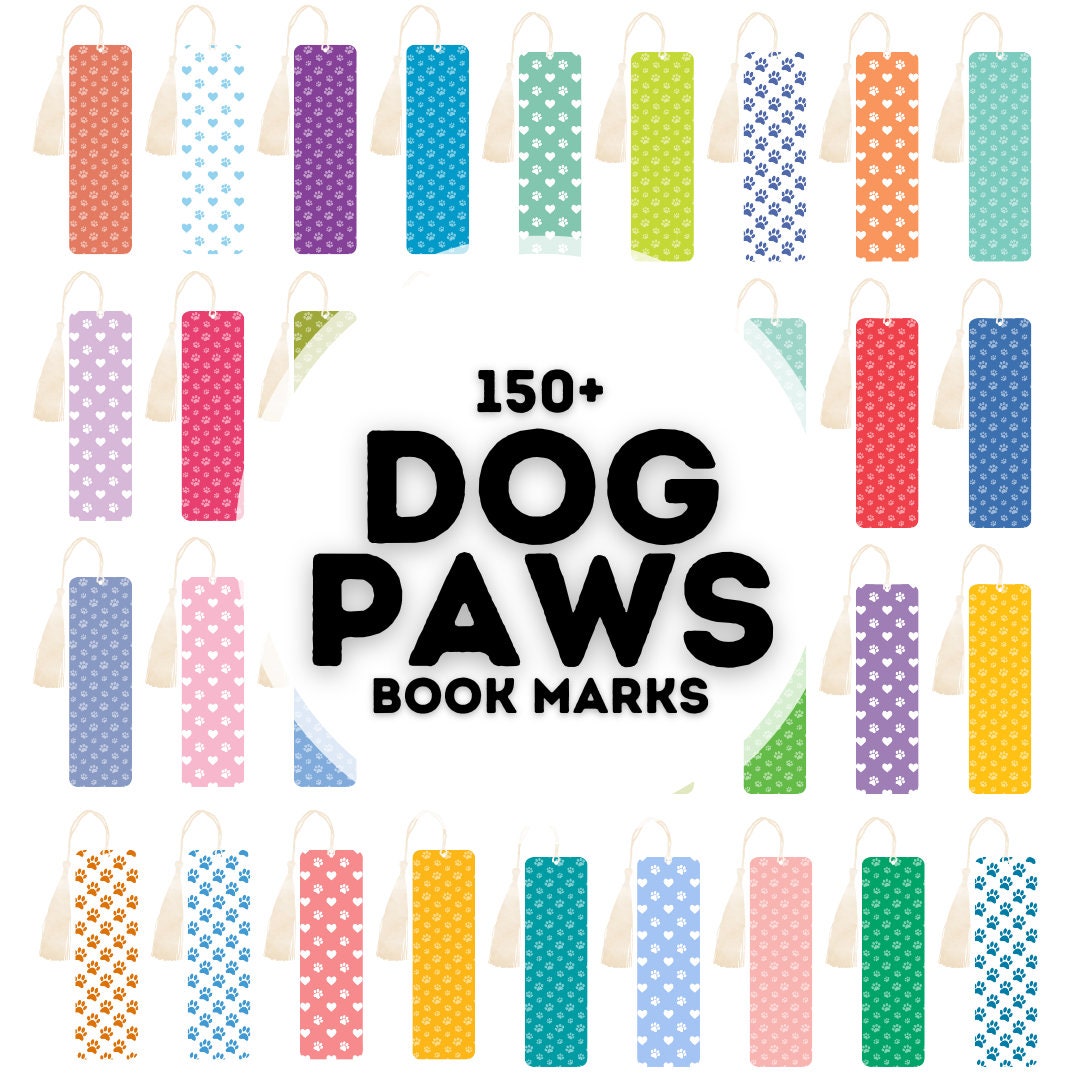 150+ Dog Paws Bookmark Sublimation Designs, Bookmark Bundle, Bookmark ...