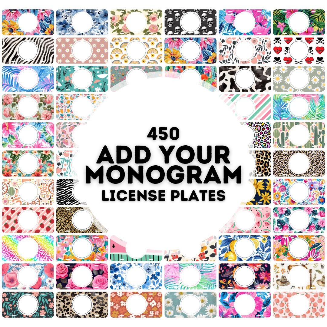 450 Add Your Monogram License Plate Sublimation Designs Png, License ...