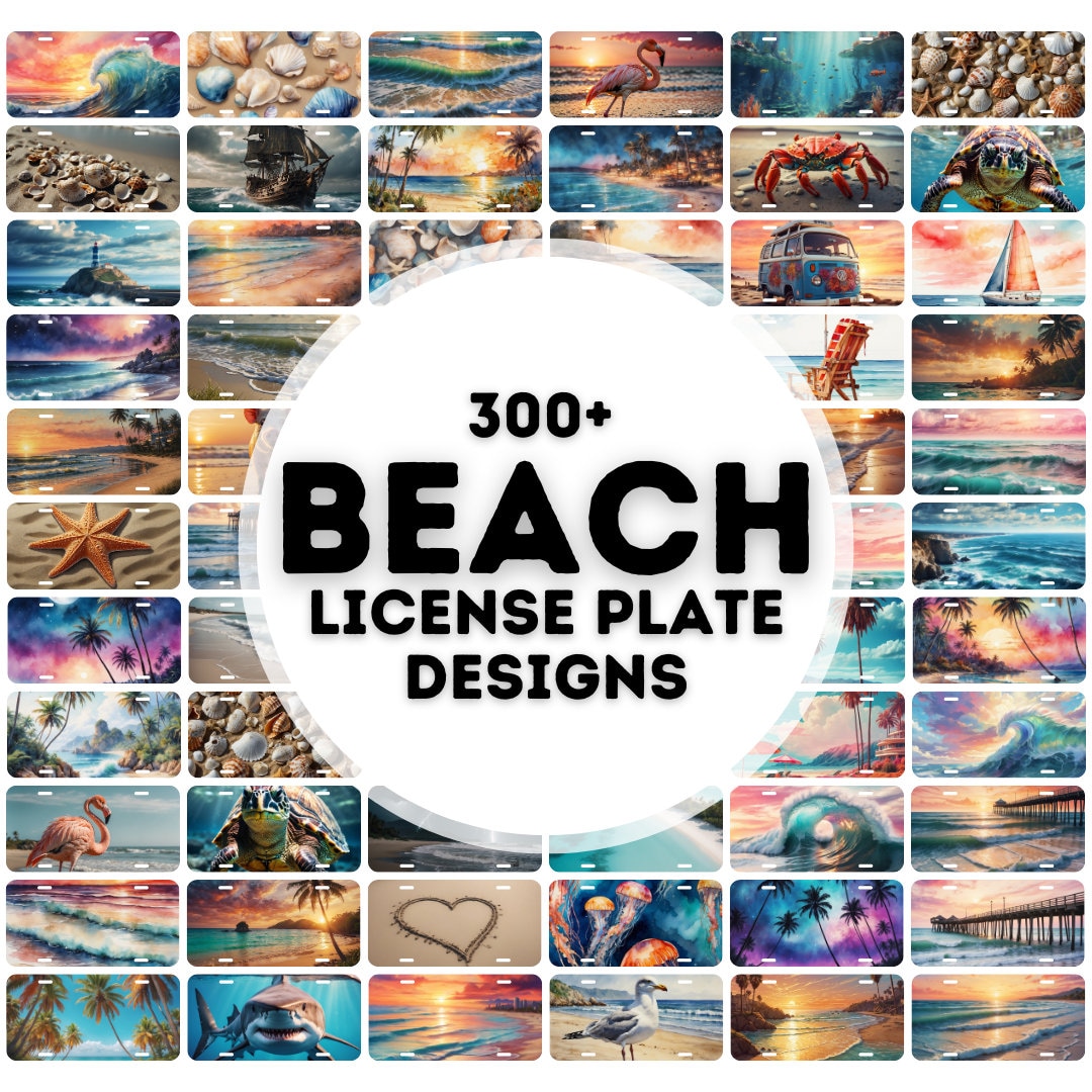 300+ Beach License Plate Sublimation Designs Png, License Plate ...