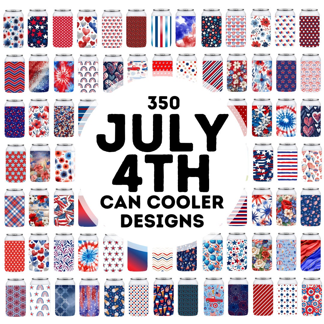 350 4th of July Can Cooler Sublimation Designs Png, Can Cooler ...