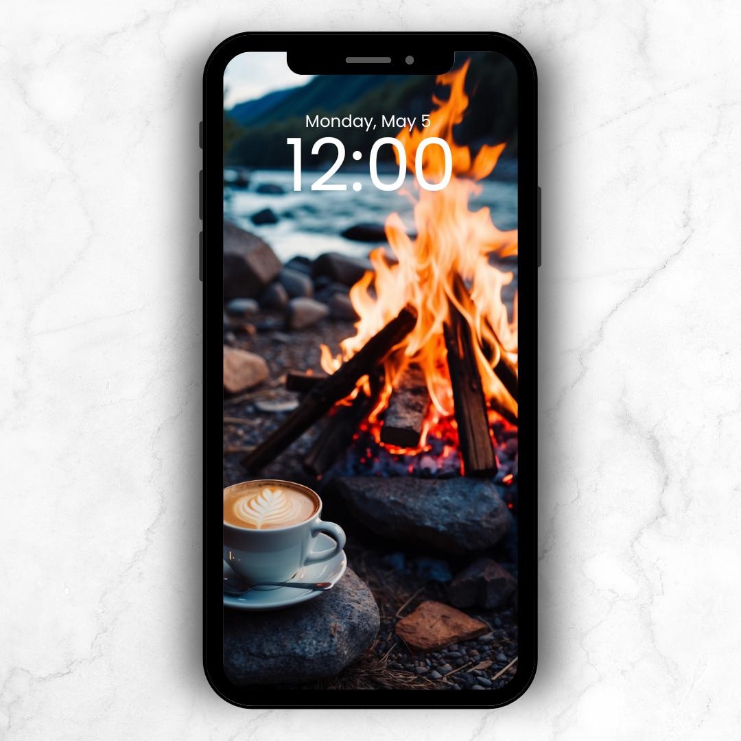 Cozy Campfire Phone Wallpaper Design, Phone Lock Screen, Phone ...