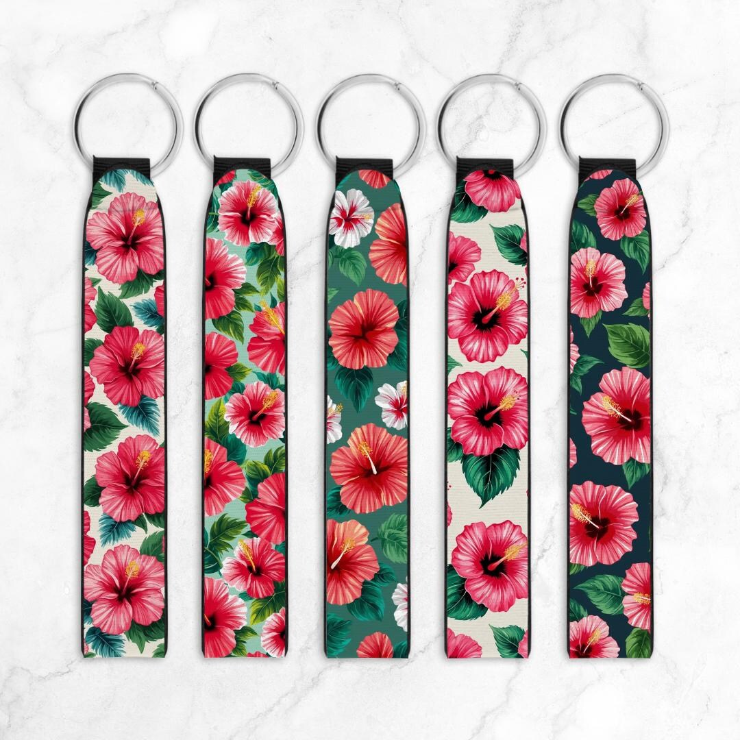 5 Hibiscus Key Fob Sublimation Designs Png, Key Fob Sublimation Designs ...