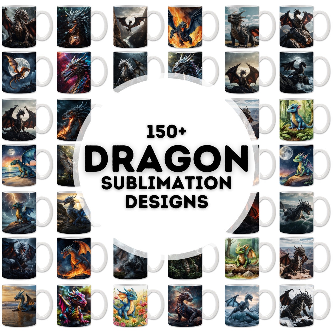 150+ Dragon Mug Sublimation Designs, Mug Wrap Bundle, Designs for Mug ...