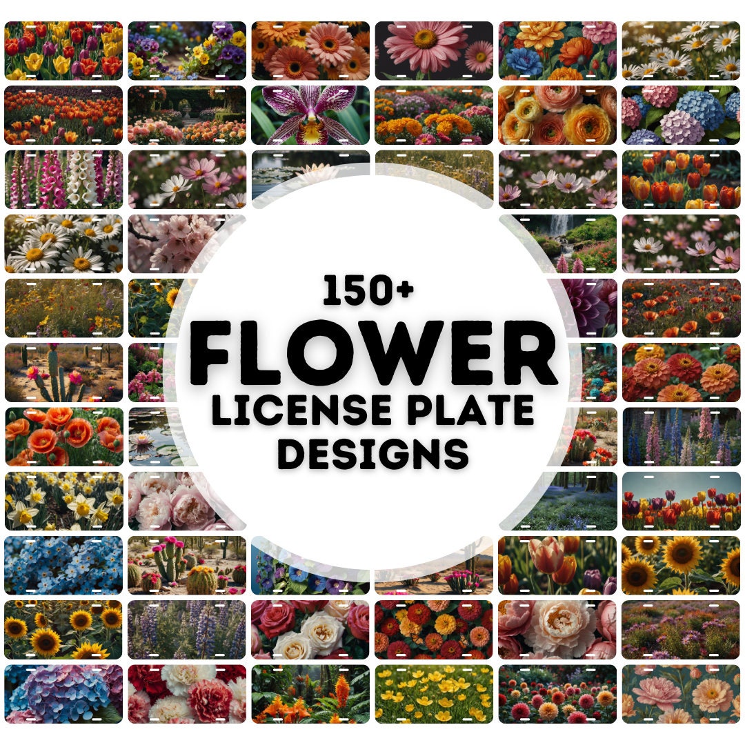 150+ Flower License Plate Sublimation Designs Png, License Plate ...