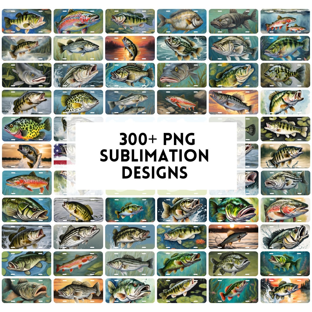 300 Fish License Plate Sublimation Designs Png, License Plate ...