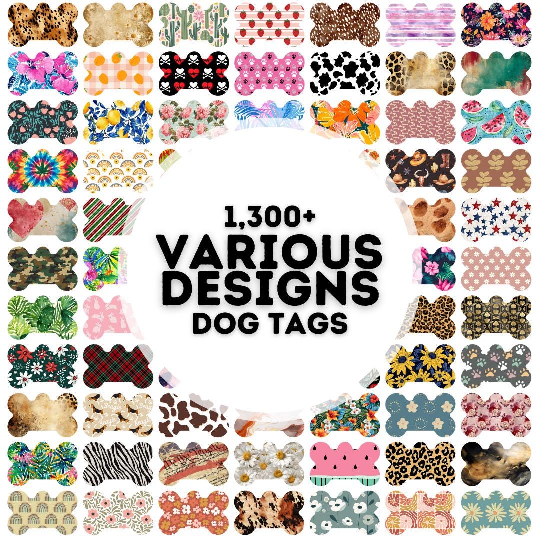 1300 Various Designs Dog Bone Tag Sublimation Bundle Png, Sublimation ...