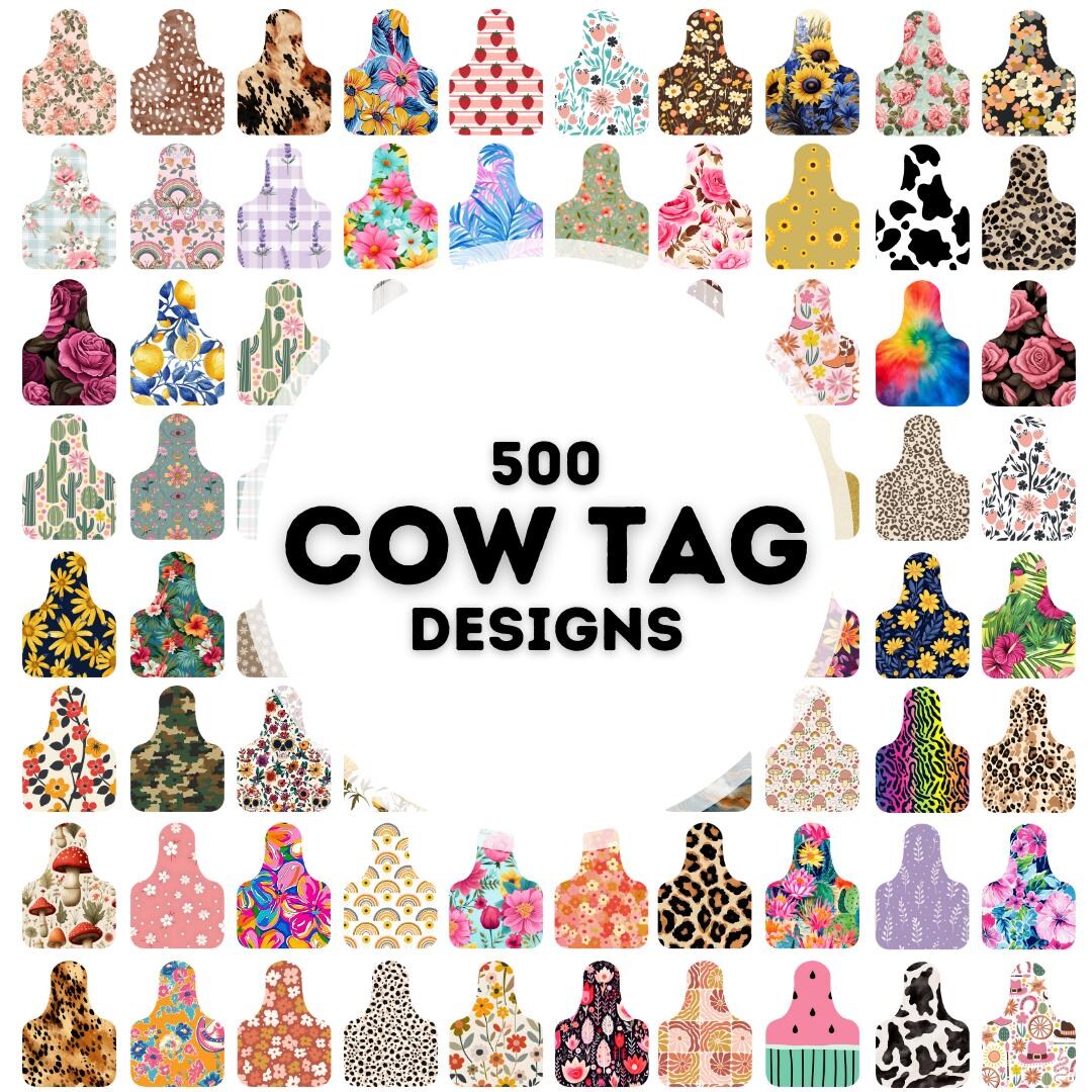 500 Cow Tag Sublimation Designs Png, Cattle Tag Sublimation Designs ...