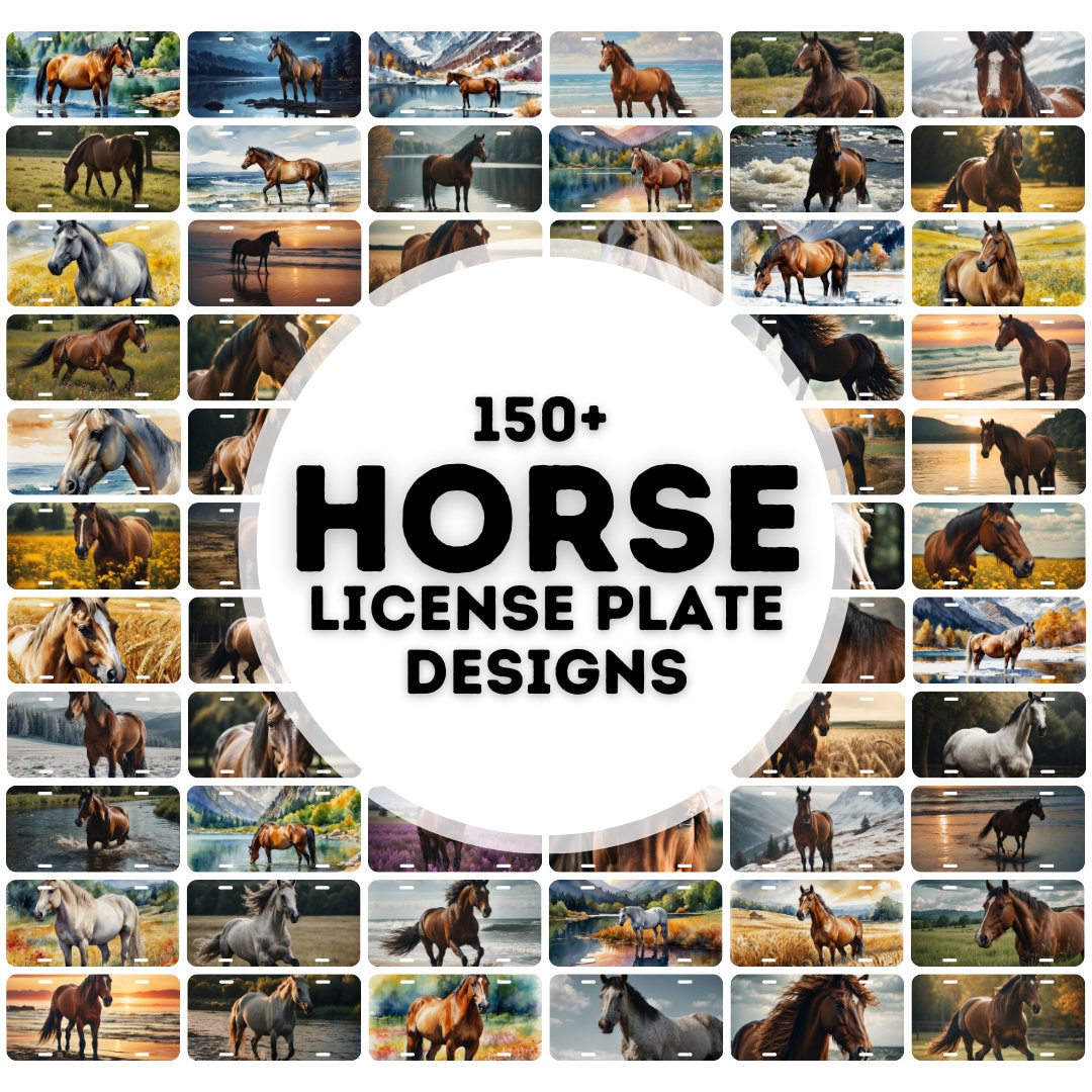 150+ Horse License Plate Sublimation Designs Png, License Plate ...
