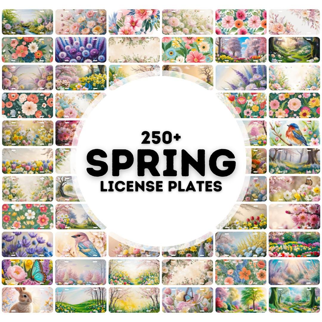 250 Spring License Plate Sublimation Designs Png, License Plate ...